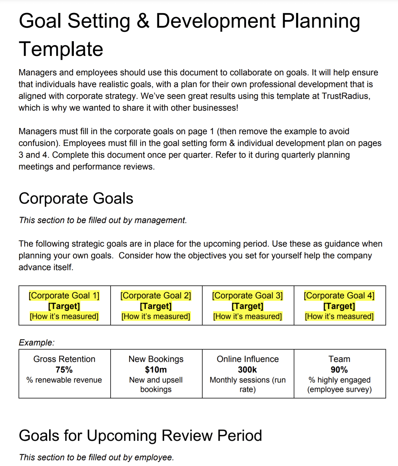 Manager & Employee Collaboration on Goal Setting Process | TrustRadius